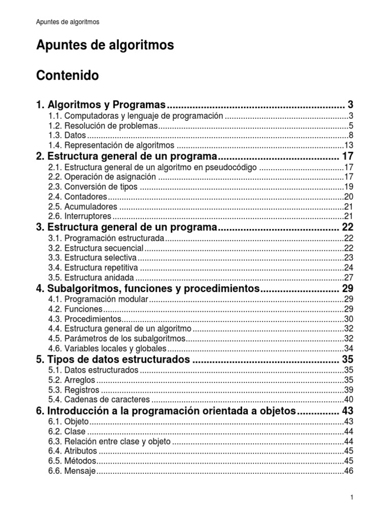 Apuntes De Algoritmos Pdf Algoritmos Lenguaje De Programación