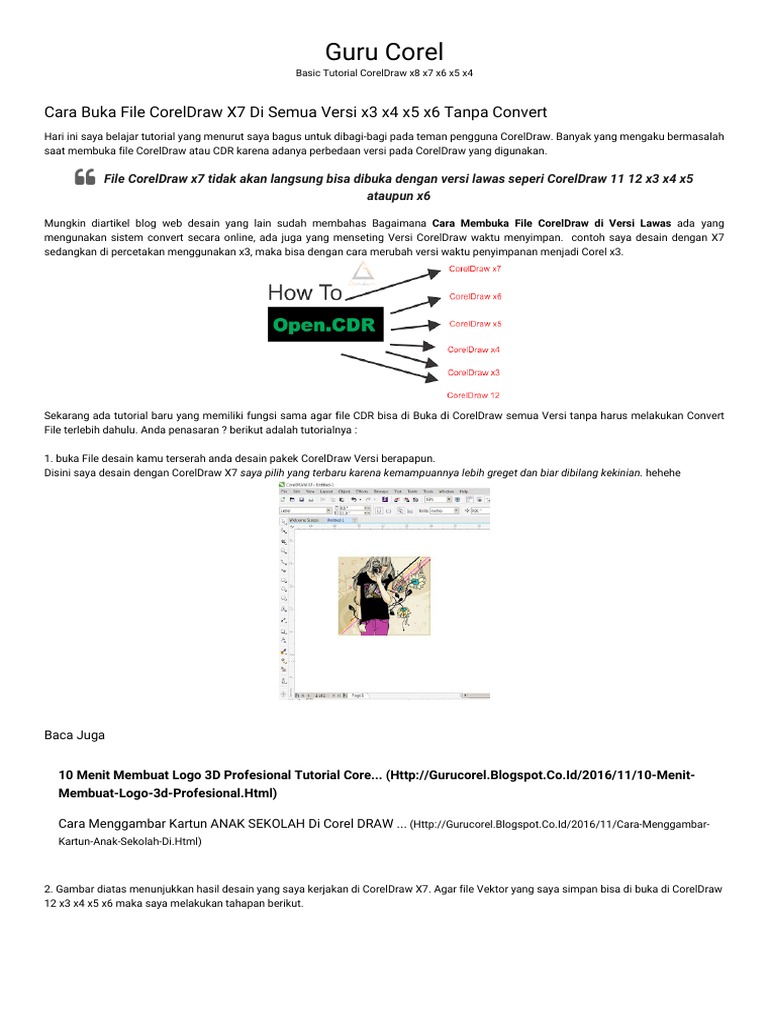 Cara Buka File CorelDraw X7 Di Semua Versi x3 x4 x5 x6 Tanpa Convert - Guru Corel | PDF