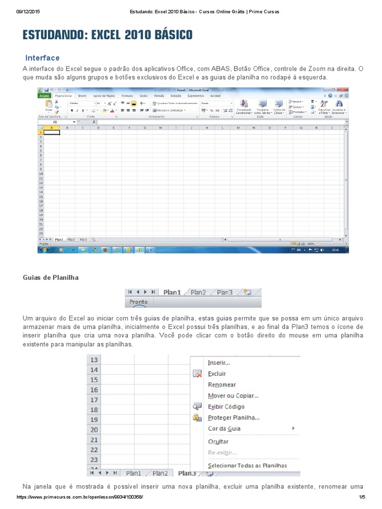 AULA 02 - Interface | PDF | Microsoft Excel | Planilha