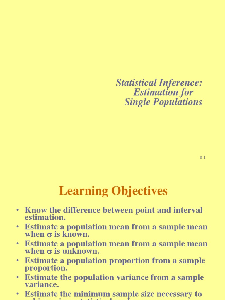 Statistical Inference Estimation For Single Populations Download Free Pdf Confidence