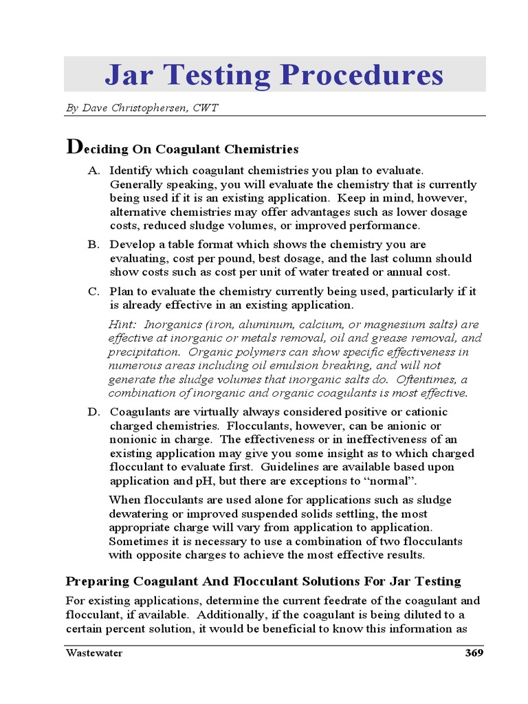 Ensayos de Jar Test I | PDF | Colloid | Ion