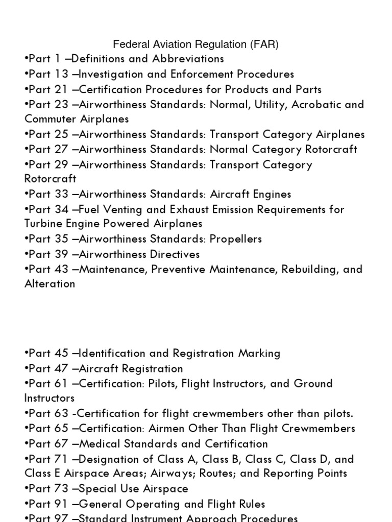 Federal Aviation Regulation (FAR) | PDF | Aviation | Aerospace