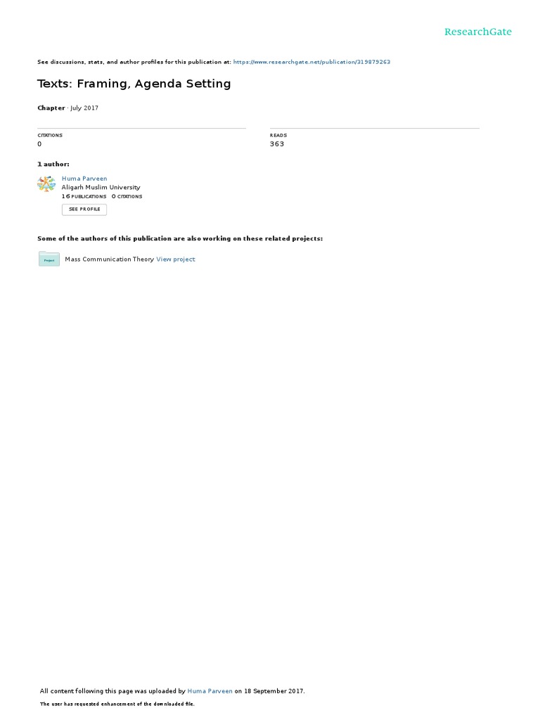 Agenda Setting Theory Overview | PDF | Framing (Social Sciences) | Mass ...