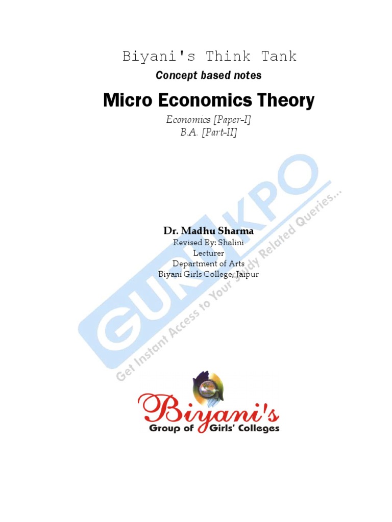 Micro Economy (BA II) | PDF | Demand | Utility