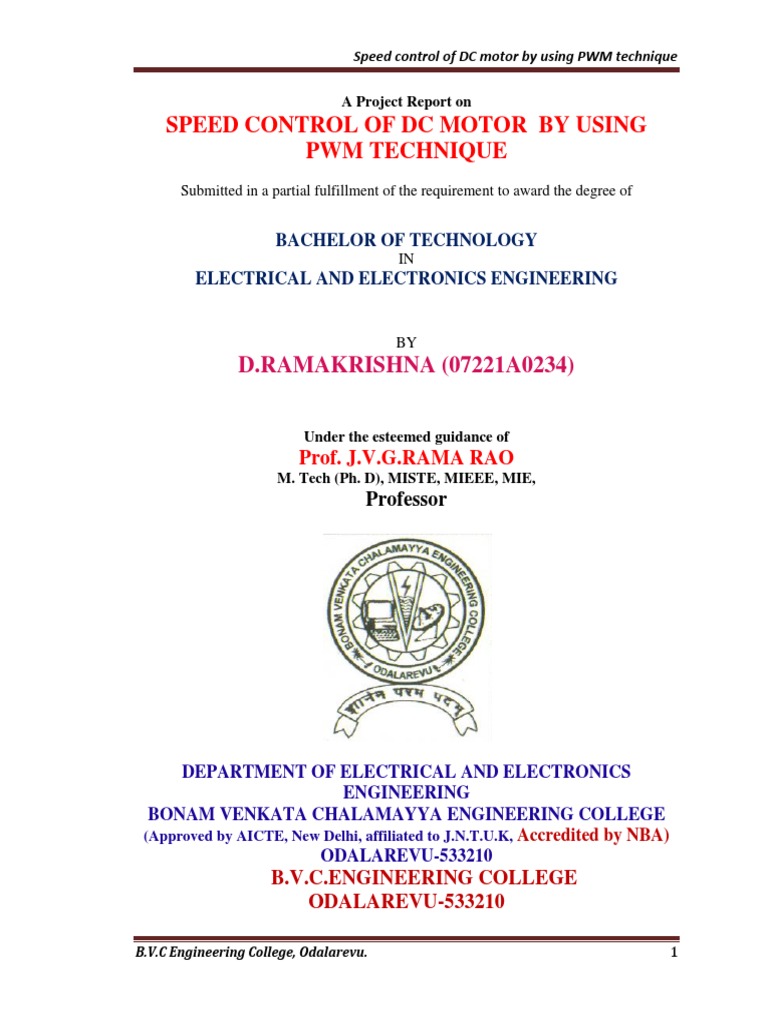 Project Report On Speed Control of DC Motor by Using PWM Technique 4 | PDF | Rectifier | Bipolar ...