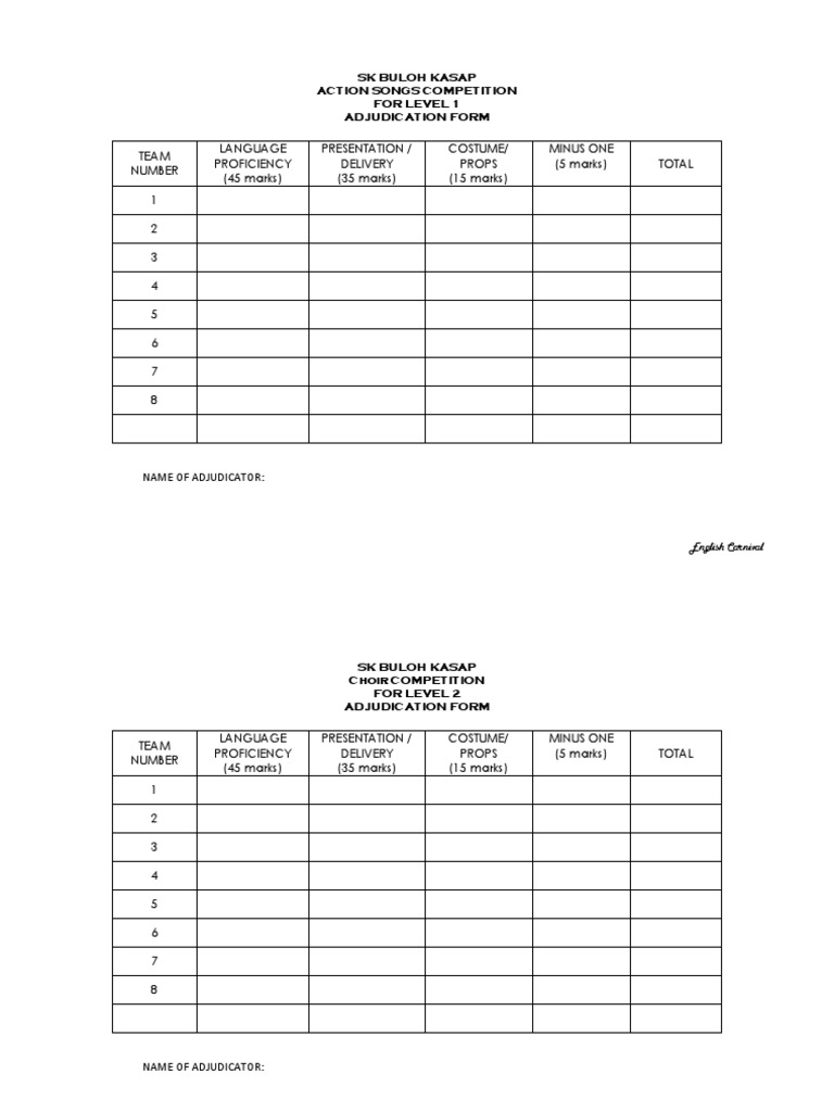 English Carnival 2018 - Form | PDF