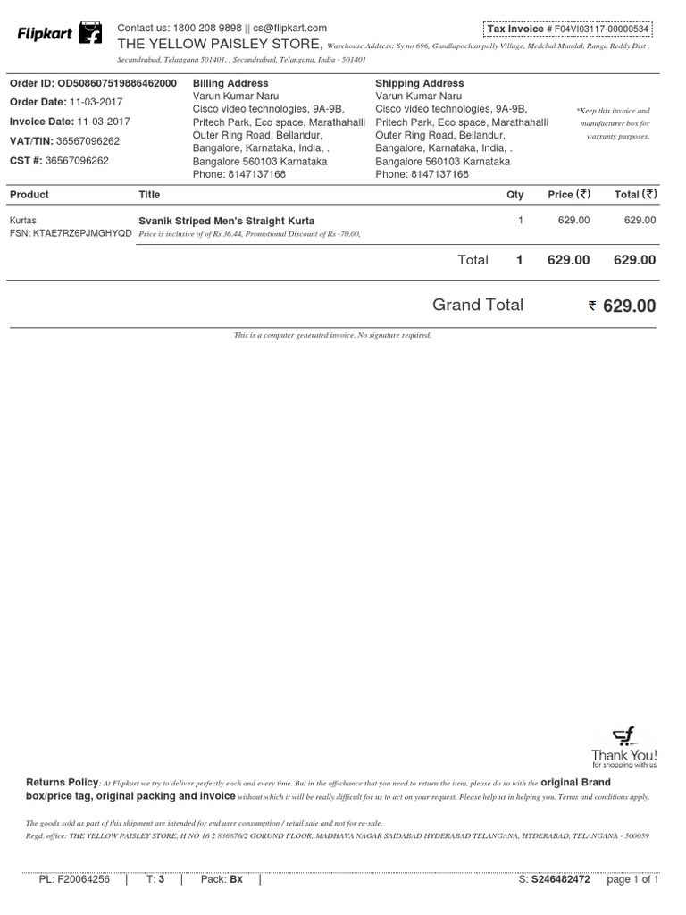 The Yellow Paisley Store,: Grand Total | PDF | Invoice | Economies