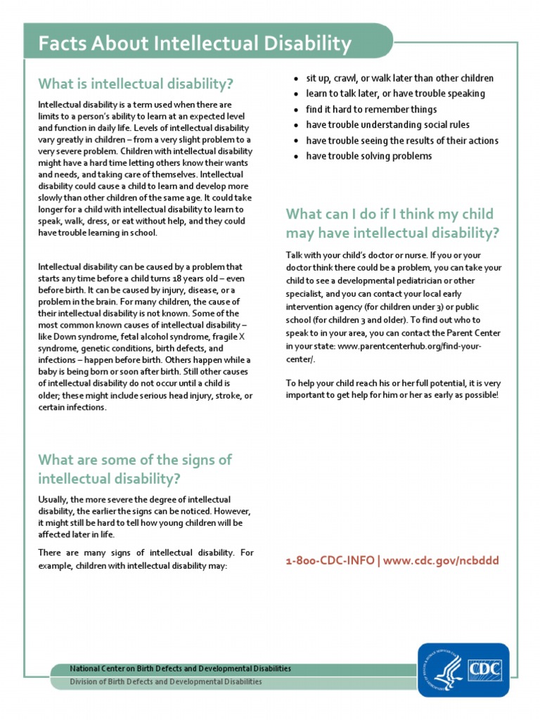 Facts About Intellectual Disability | PDF | Intellectual Disability ...