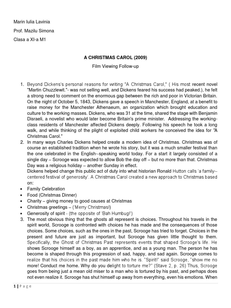 A Christmas Carol Assignment | PDF | Ebenezer Scrooge | A Christmas Carol