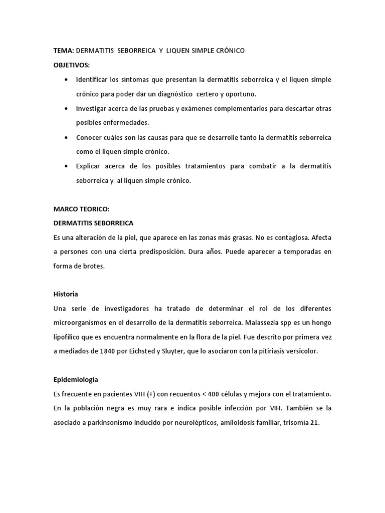 Liquen Simple Plano - Dermatitis Seborreica | PDF | Diagnostico medico ...