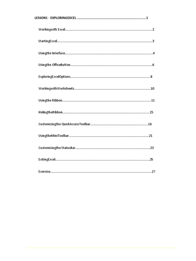 Lesson 1 Excel | PDF | Spreadsheet | Microsoft Excel
