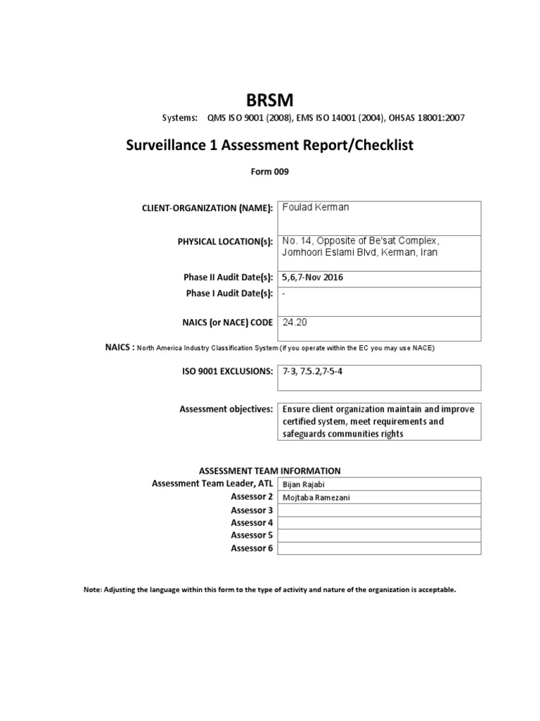 BRSM Form 009 Qmsems Oshms FK | PDF | Iso 9000 | Calibration