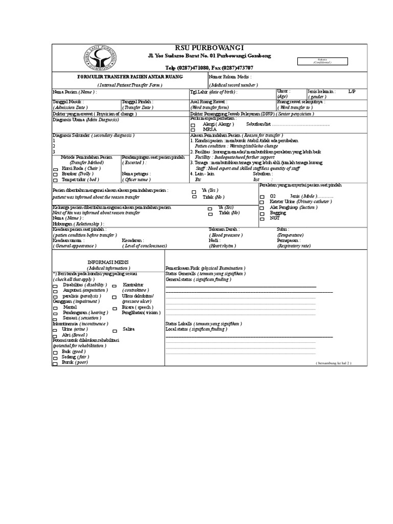 Formulir Transfer Antar Unit | PDF