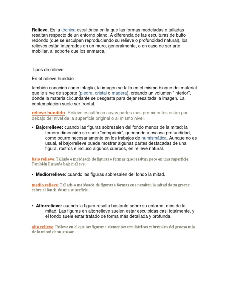 Tipos de Relieve en Escultura | PDF | Arte