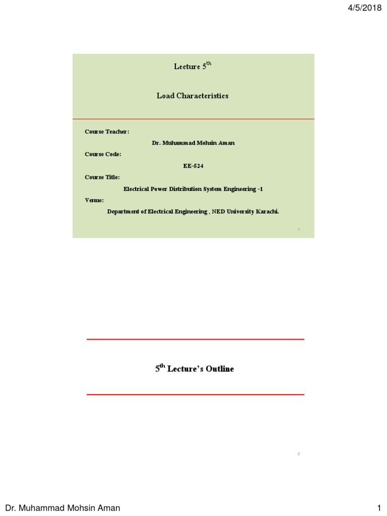 Load Characteristics: 5 Lecture's Outline | PDF | Kilowatt Hour | Demand