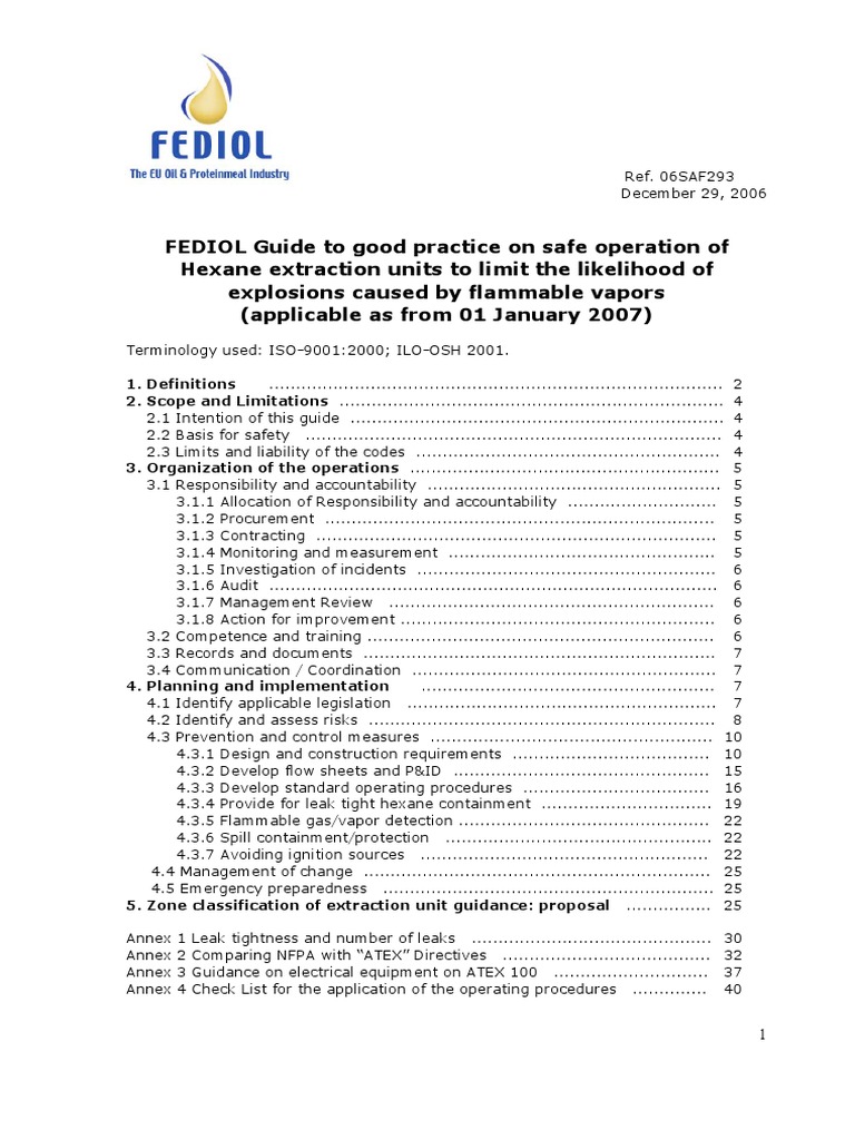Guidelines for Safe Operation of Hexane Extraction Units to Prevent ...