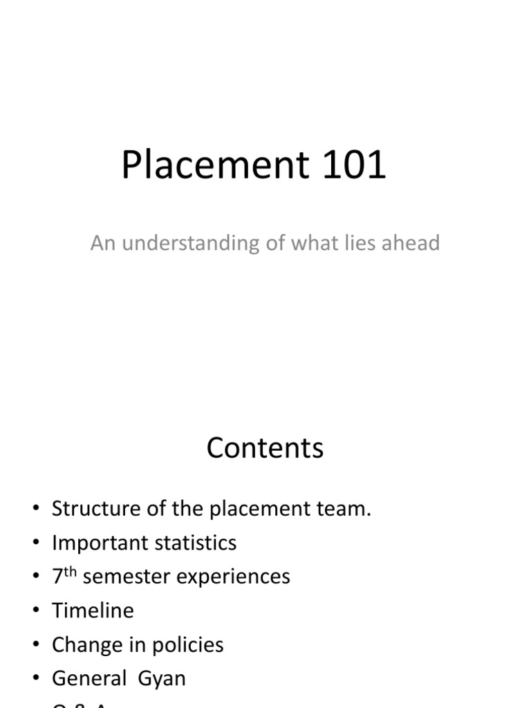 Placement 101: An Understanding of What Lies Ahead | PDF | Business