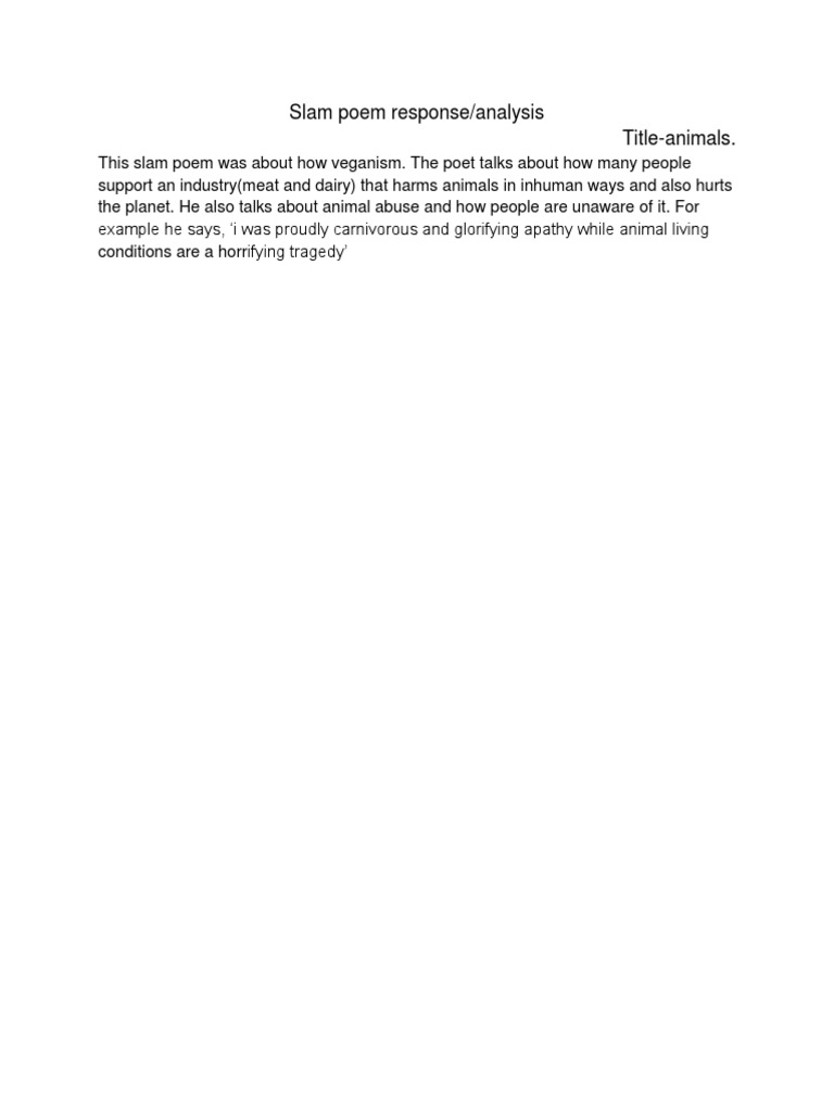 Slam Poem Response Analysis | PDF
