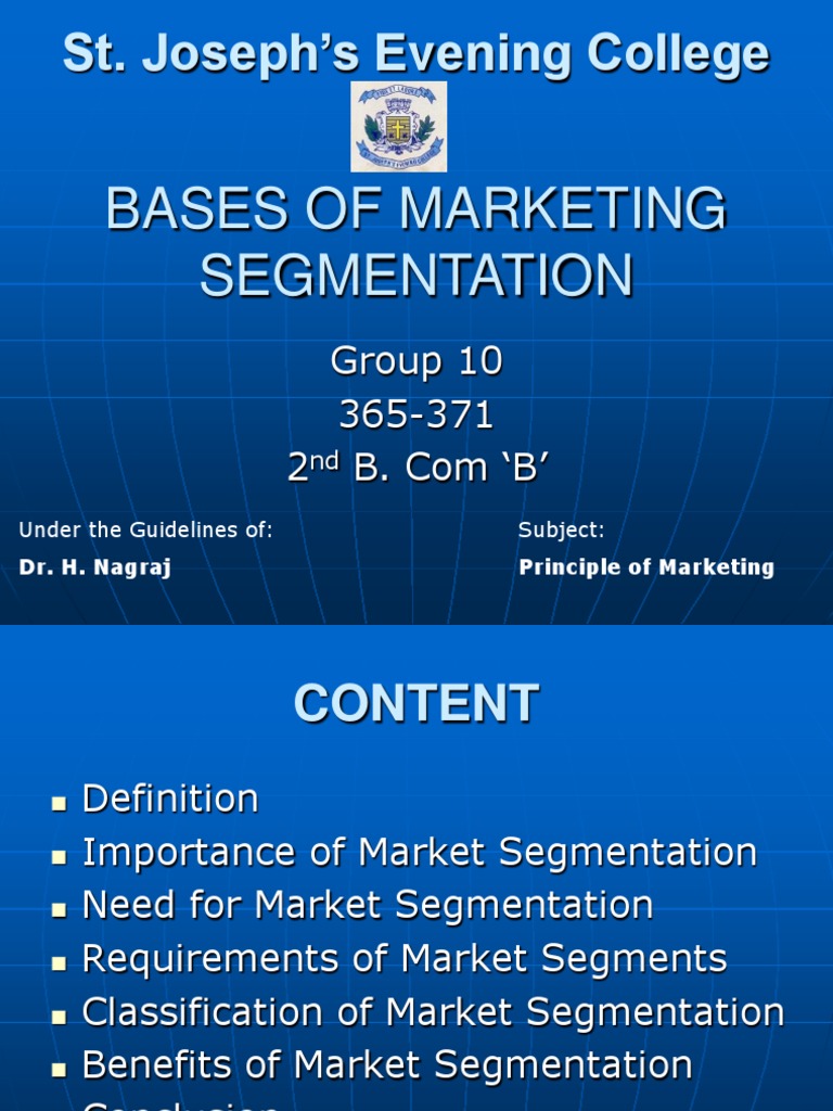 Bases of Marketing Segmentation | PDF | Market Segmentation | Marketing