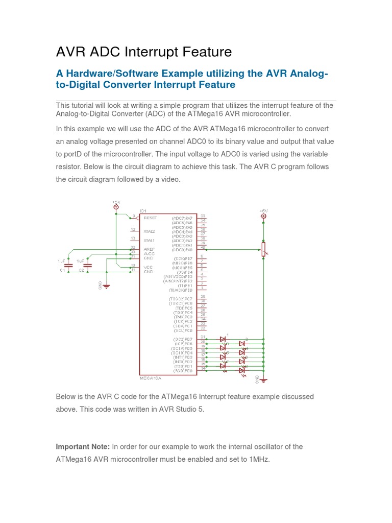 AVR ADC Interrupt Feature | PDF