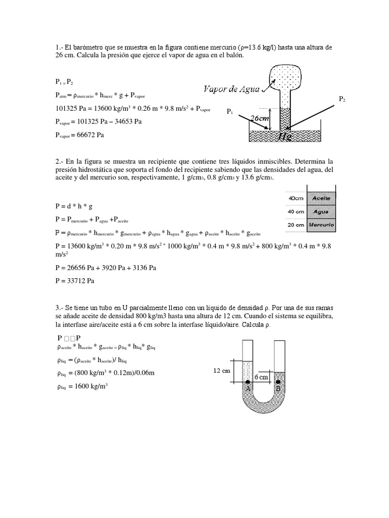 Ejercicios Hidro | PDF | Densidad | Kilogramo