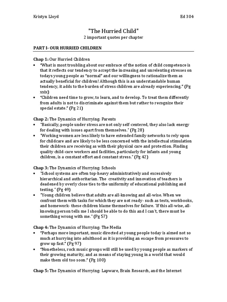 The Hurried Child-Quotes | PDF | Child Care | Relationships