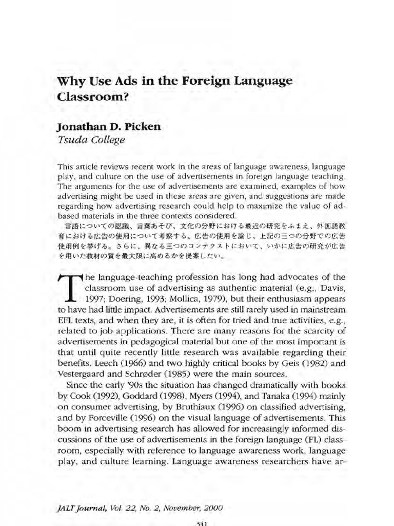 Analyzing How Advertisements Can Enhance Language Awareness, Language ...