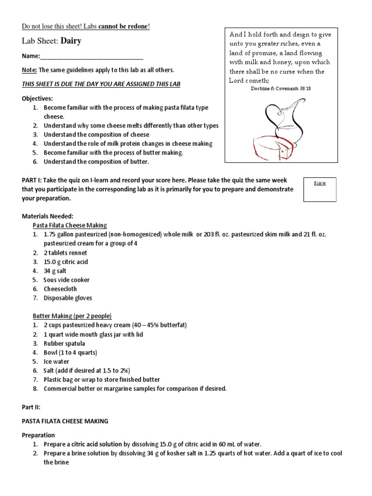 Cheese and Butter Lab | PDF | Cheese | Cheesemaking