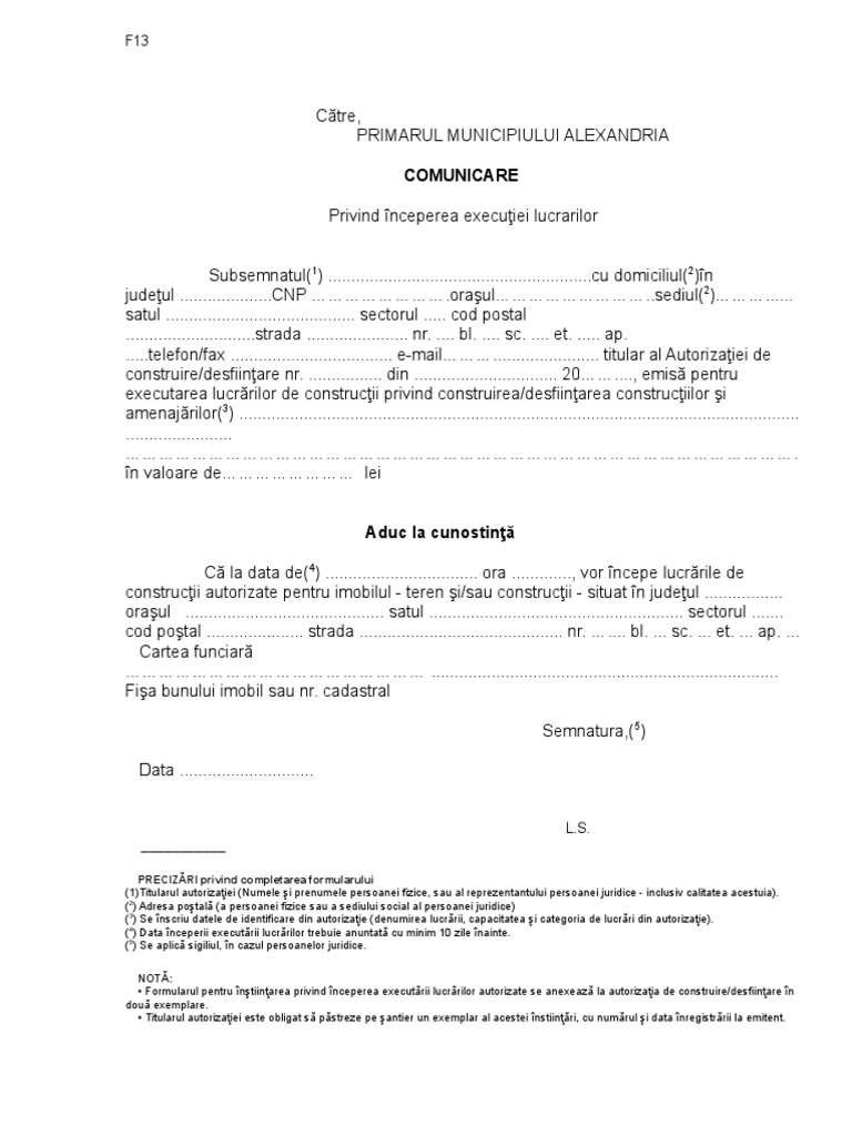 Formulare F13, F14, F15, F16 | PDF