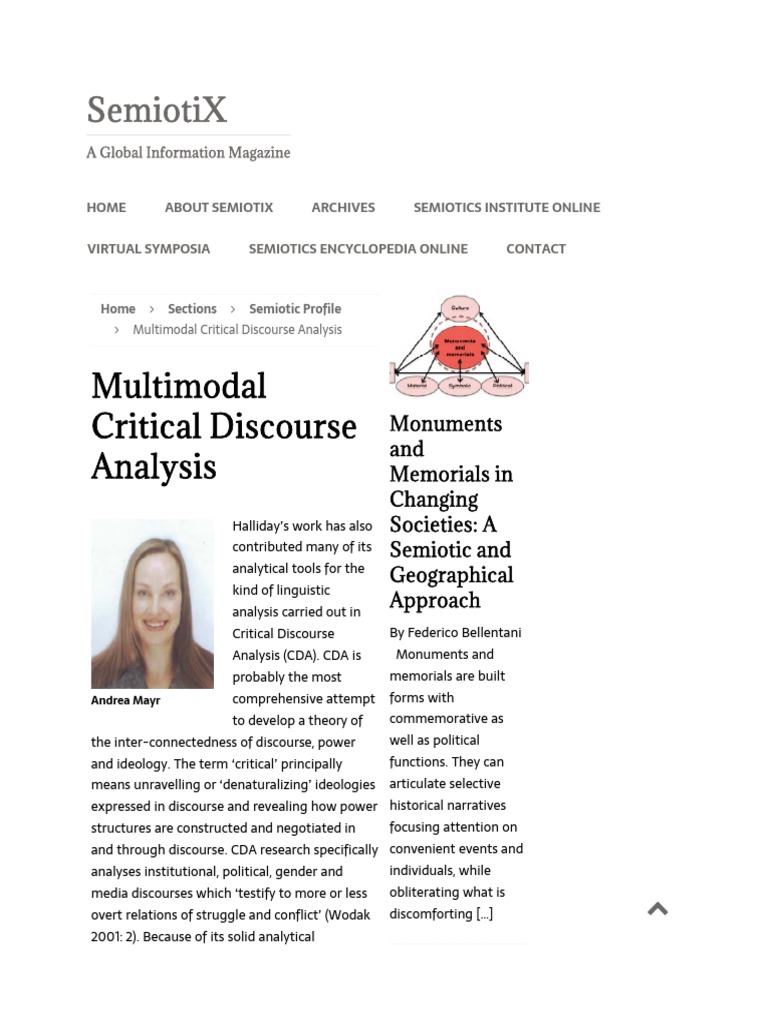 Article - Multimodal Critical Discourse Analysis - SemiotiX | PDF | Discourse | Semiotics