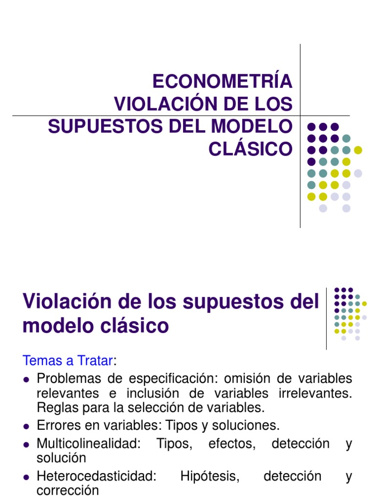 Econometria 7 Violacion de Supuestos | PDF | Multicolinealidad | Econometría