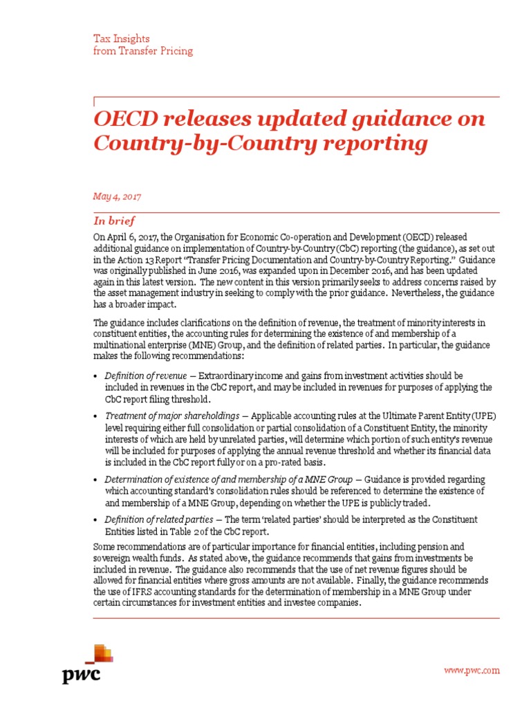 PWC TP Oecd Beps CBCR Guidance | PDF | Revenue | International ...
