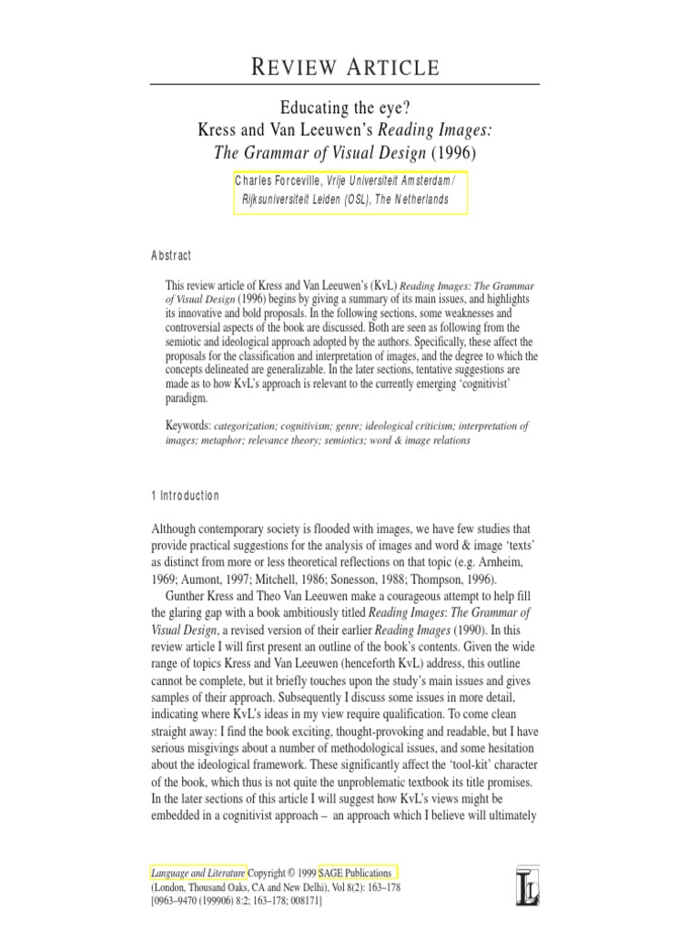 Forceville (1996) Kress and Van Leeuwențs Reading Images PDF | PDF ...