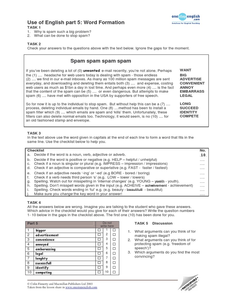 Word Formation PDF | PDF | Email Spam | Spamming