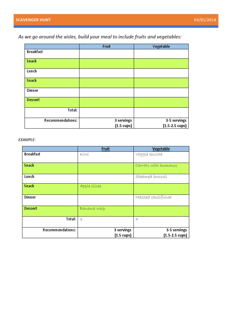 Scavenger Hunt | PDF | Meal | Lunch