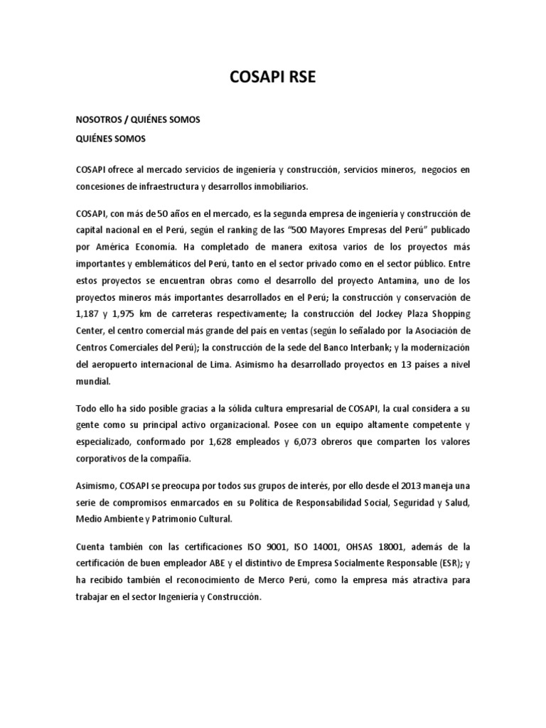 Cosapi Rse | PDF | Residuos | Business