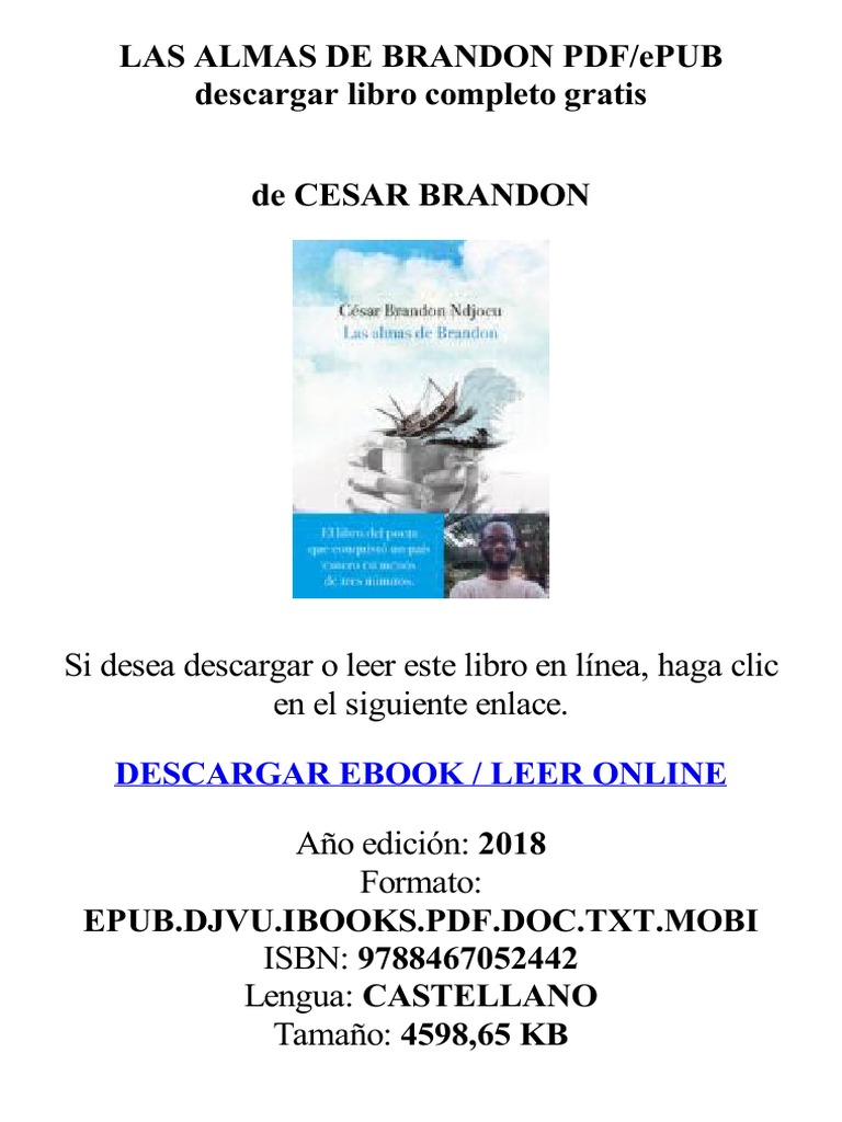 Las Almas de Brandon PDF Epub Descargar Libro Completo Gratis PDF | PDF | Informática y ...