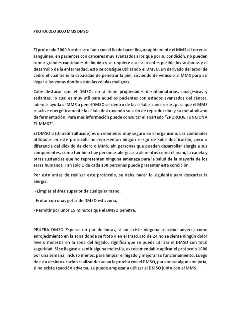 Protocolo 3000 Mms Dmso | PDF | Alergia | Cáncer