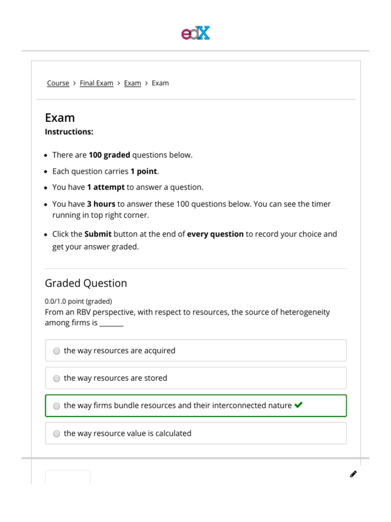 Exam - Exam - ST101x Courseware - EdX | PDF | Competitive Advantage ...