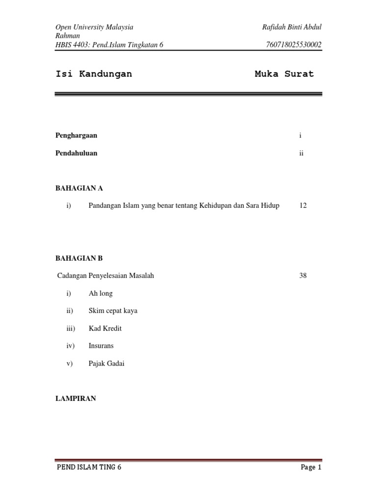 Contoh Tugasan Oum | PDF