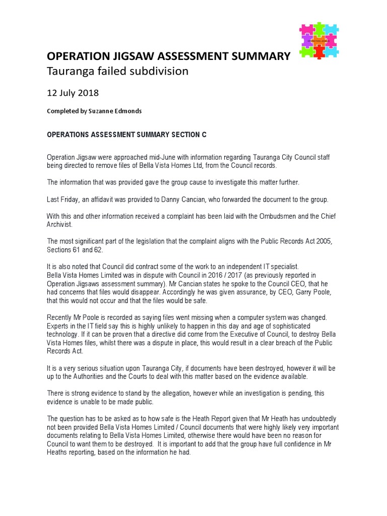 Operations Assessment Summary Section C | PDF | Government Information ...