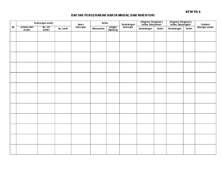 KEW PA 6 Borang Pinjaman Alatan | PDF