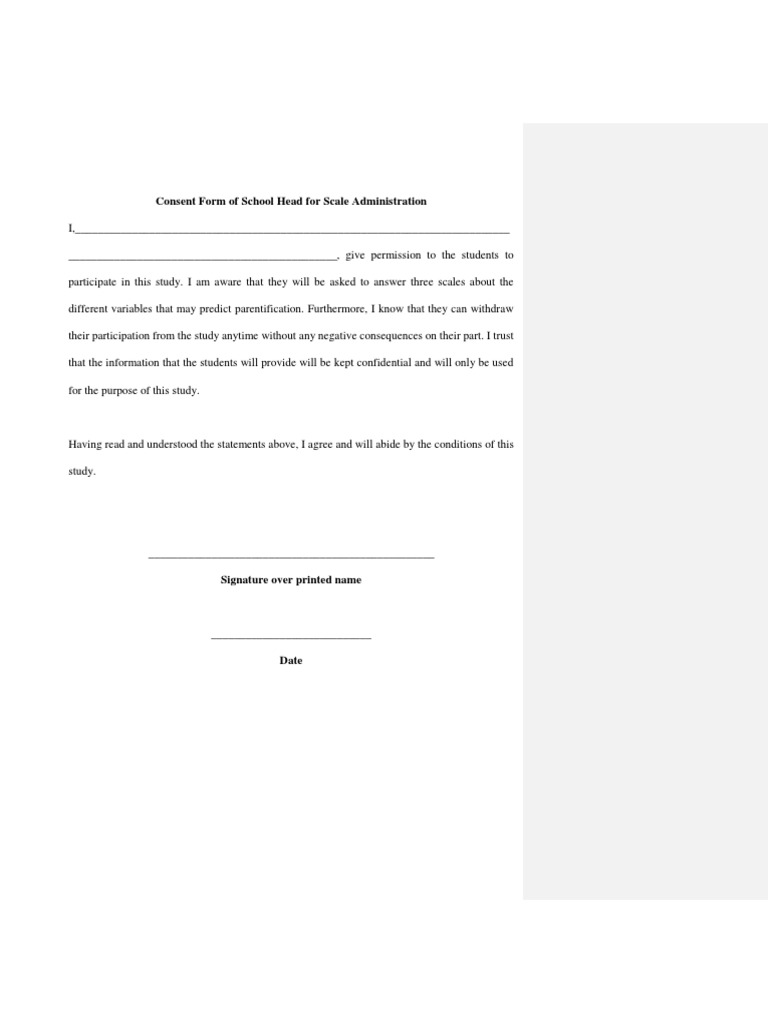Actual Tests Consent Form and Assent Form | PDF