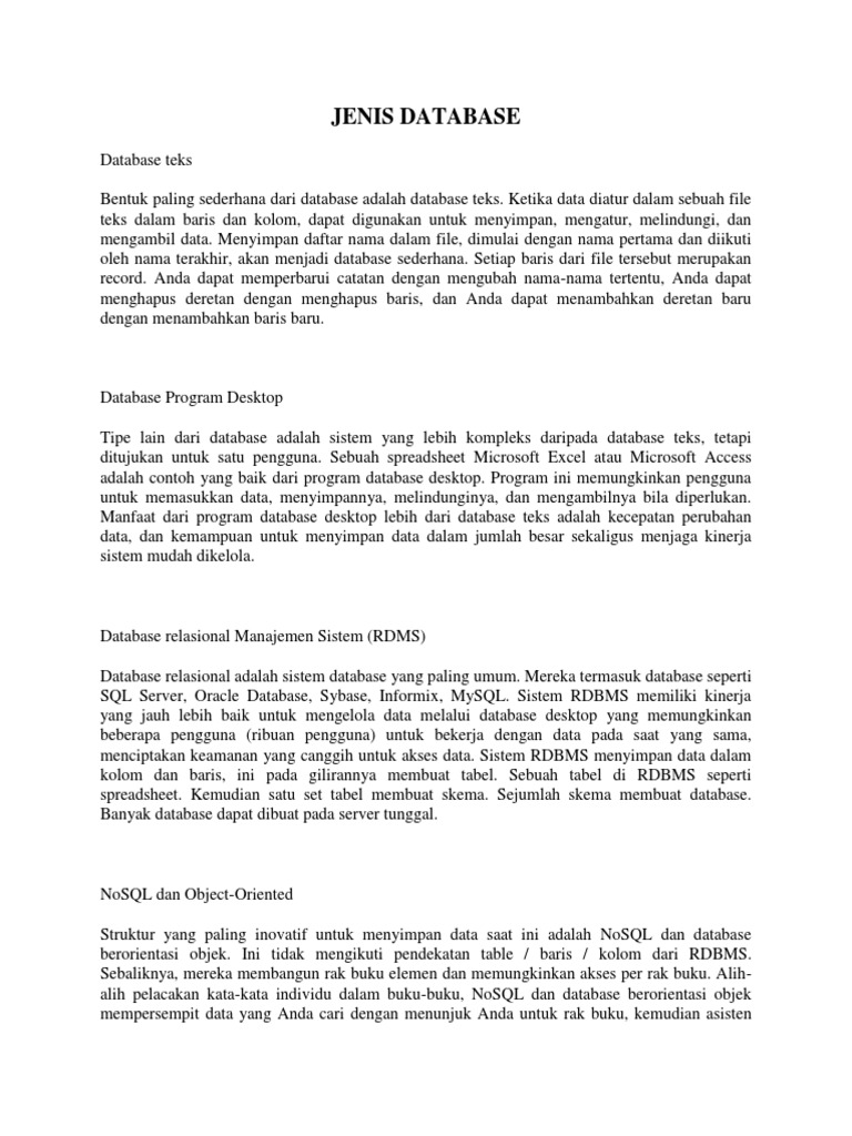 Jenis Jenis Database | PDF