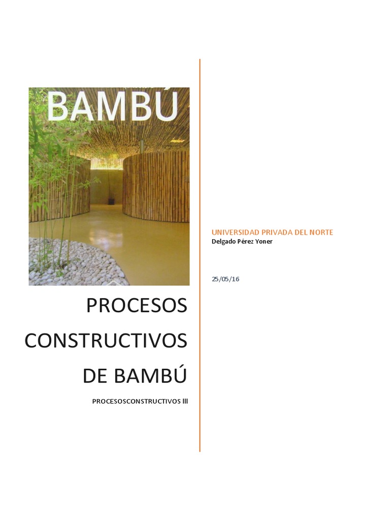Procesos Constructivos con Bambú | PDF | Perforar | Naturaleza