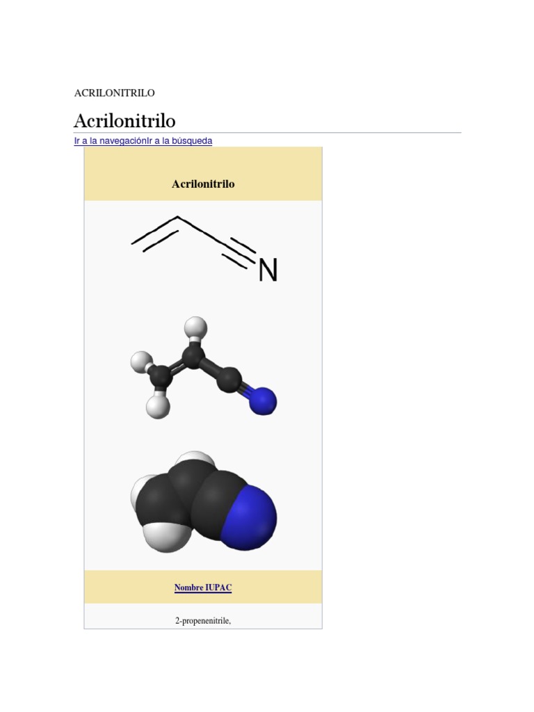ACRILONITRILO | PDF | Sustancias químicas | Química