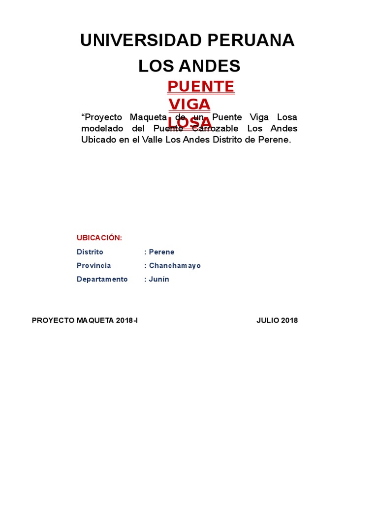 Proyecto Maqueta Puente Viga Losa Pdf Hormigón Ingeniería