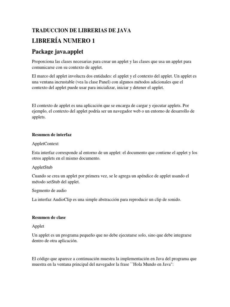 Librerías de Java: Traducción y explicación de las principales clases y ...