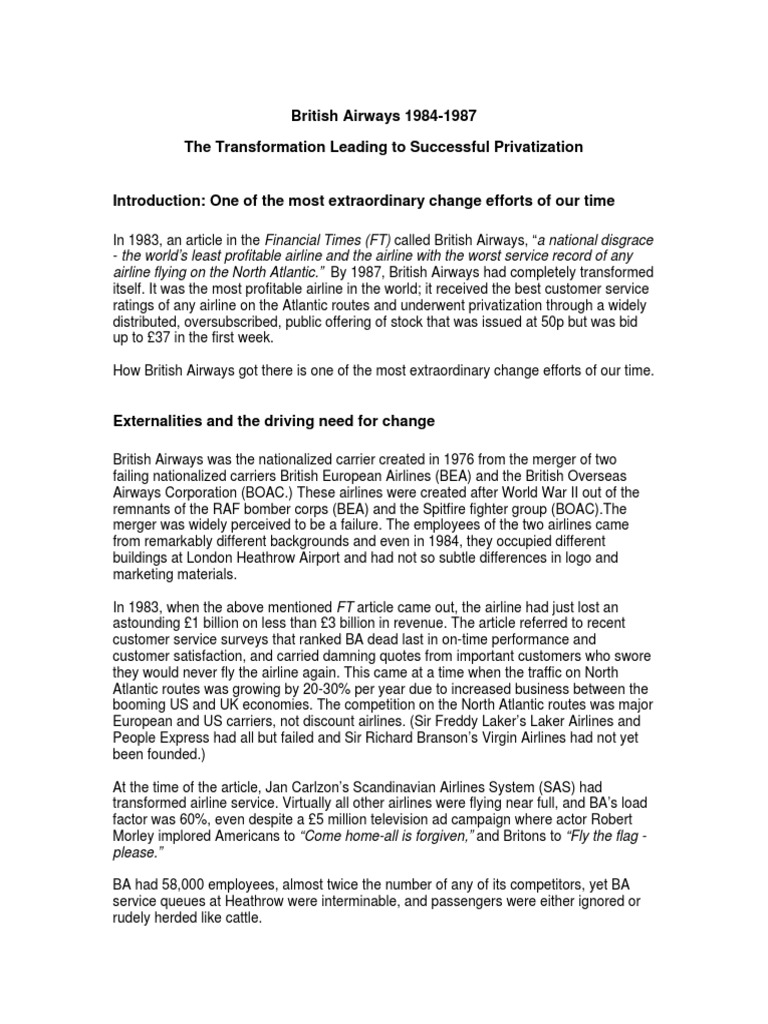 BA Story | PDF | Airlines | Performance Appraisal