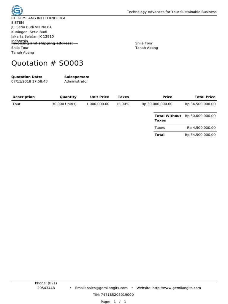 Quotation - Order | PDF | Finance & Money Management